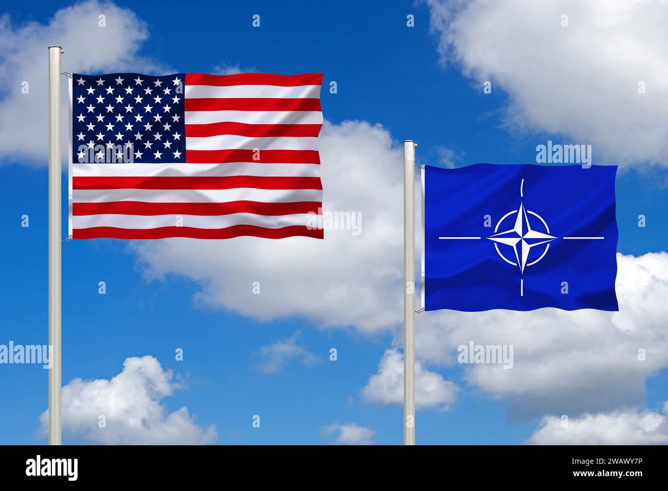 Nato flag with us flag hi-res stock photography and images - Alamy