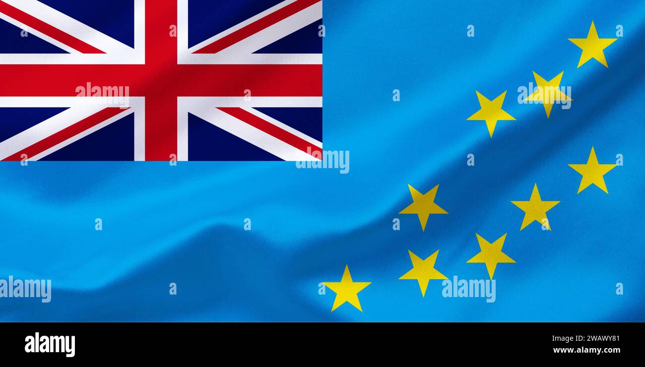 The flag of Tuvalu, country in Oceania, island state, parliamentary ...