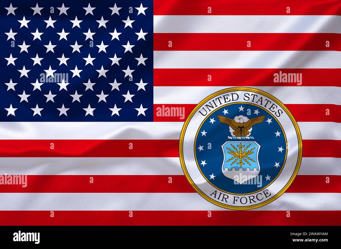 The flag of the USA with the coat of arms of the Air Force, Studio ...