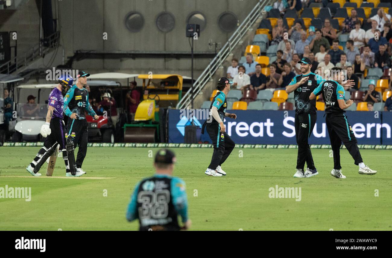 Brisbane, Australia. 7th Jan 2024. Brisbane Heat players clebate the ...