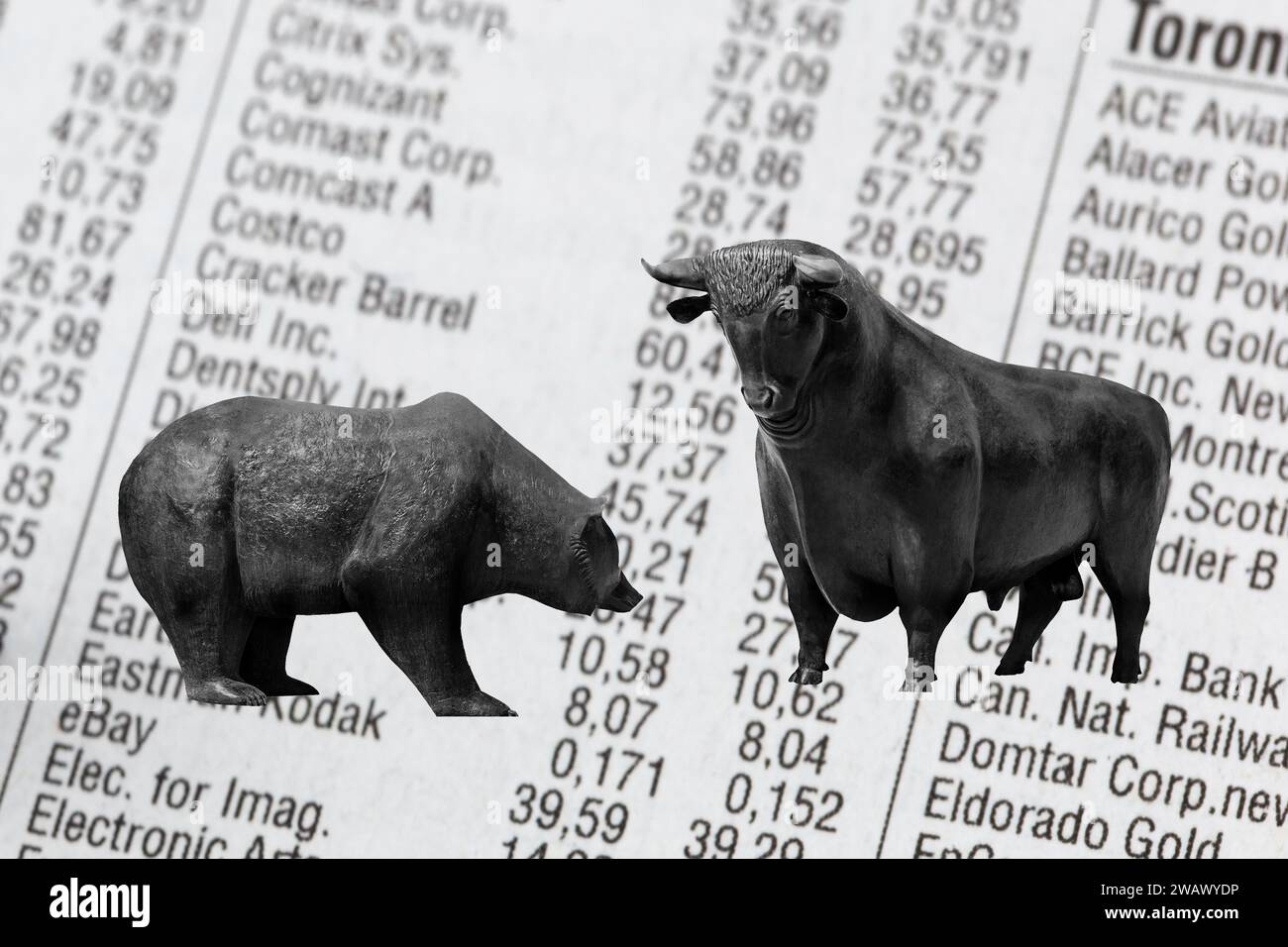 Bull and bear, symbolic figures of the stock market, Studio Stock Photo ...