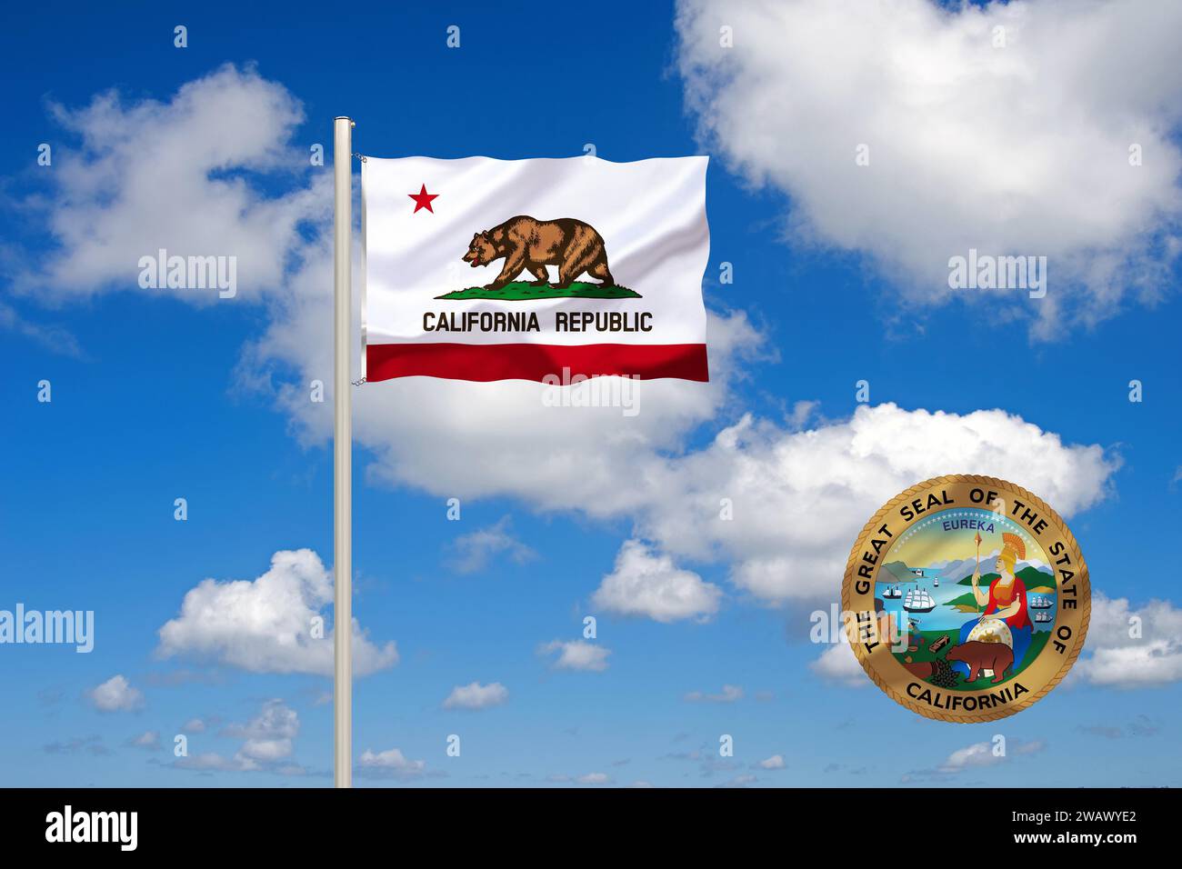 The flag of California with coat of arms, USA, Studio Stock Photo - Alamy