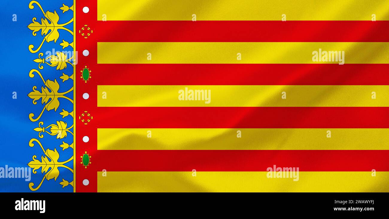 The flag of Valencia, Spain, Europe, EU, Studio Stock Photo - Alamy