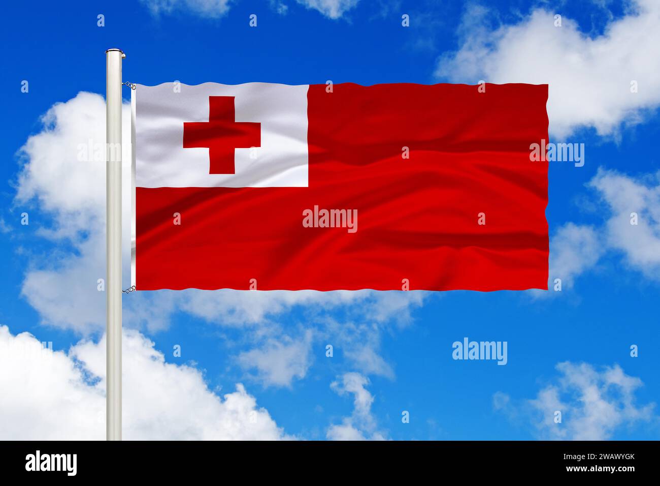 Tonga, island state, Pacific, South Pacific, Polynesia, national flag ...