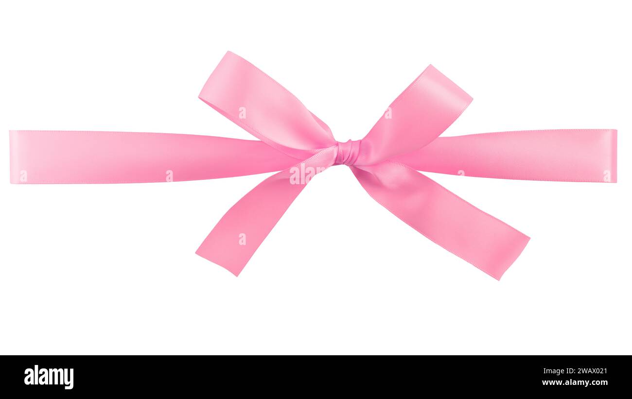 Pink ribbon with bow isolated on white background, template Stock Photo ...
