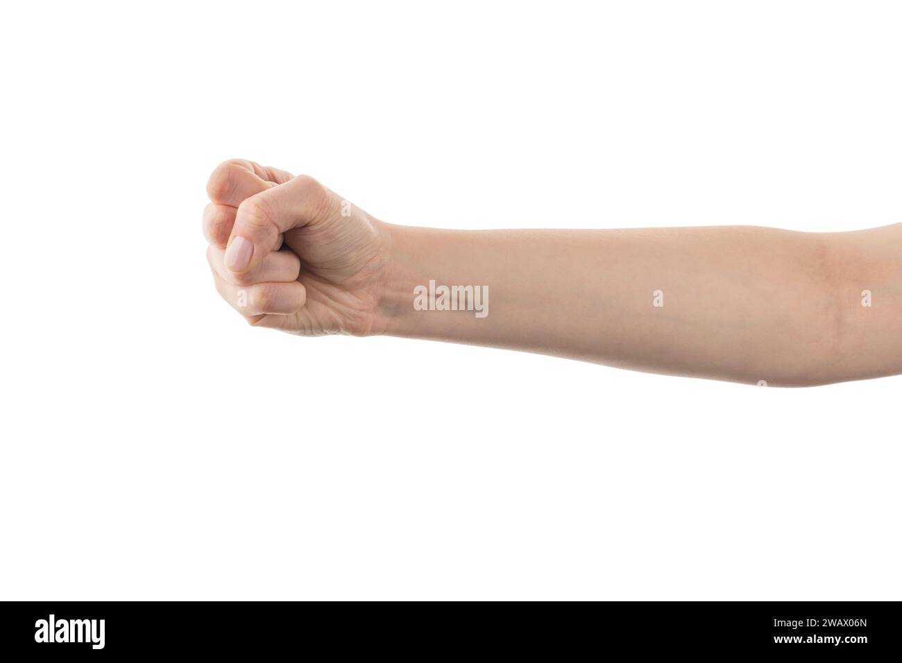 Young woman hand fist isolated on white background, high detailed Stock Photo - Alamy
