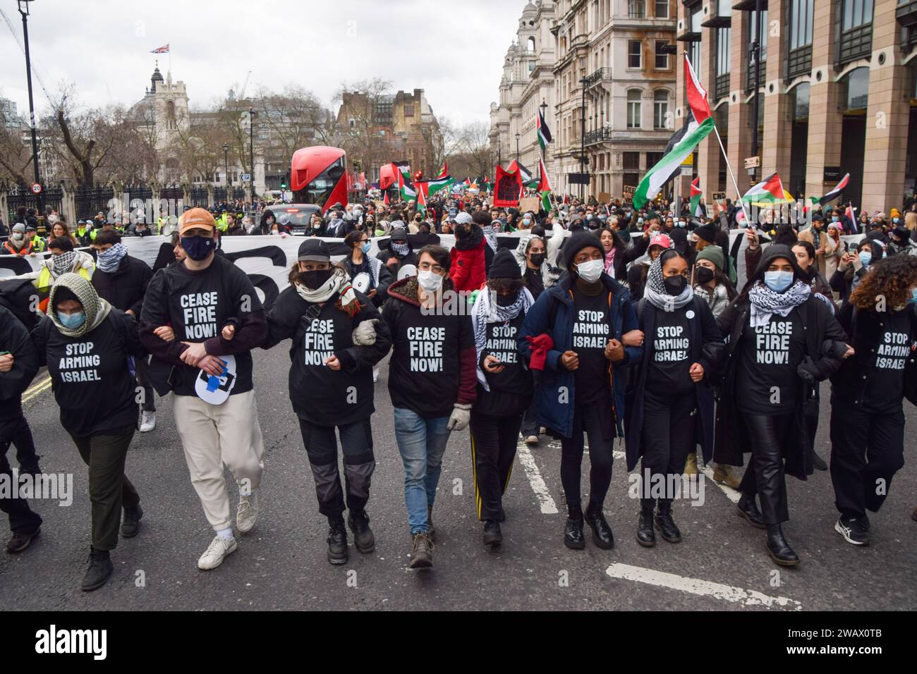 London, England, UK. 6th Jan, 2024. Pro-Palestine protesters march ...