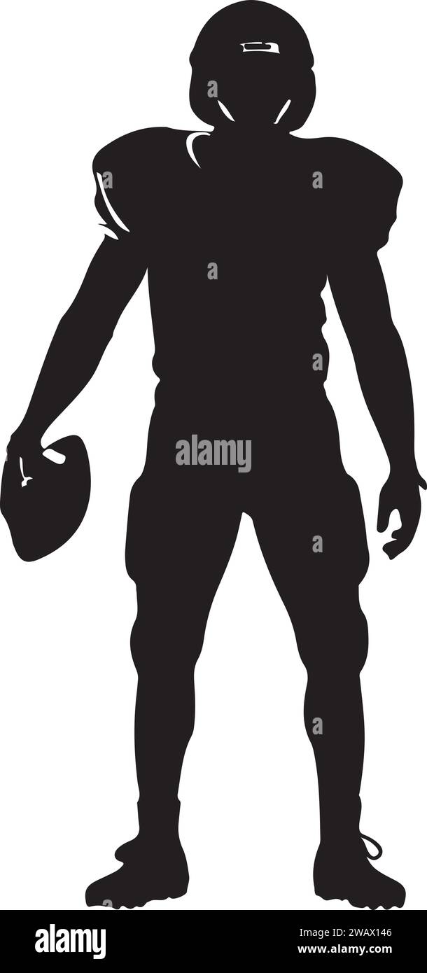 Solid Black Silhouette Of A American Football Player Stock Vector Image ...