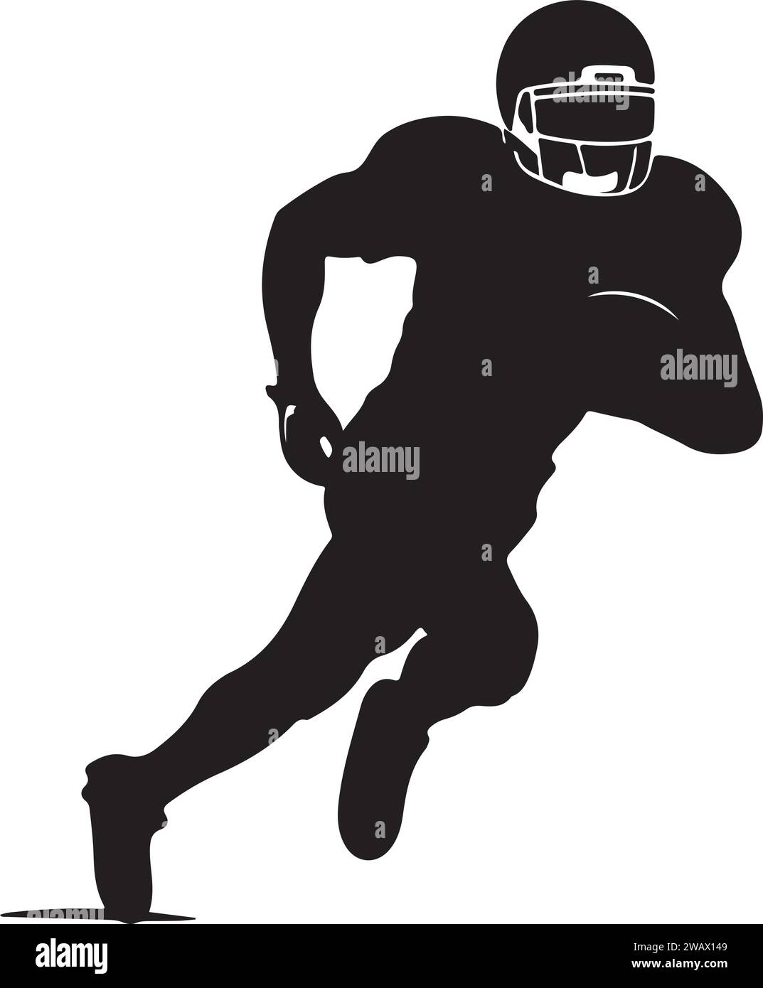 Solid Black Silhouette Of A American Football Player Stock Vector Image ...