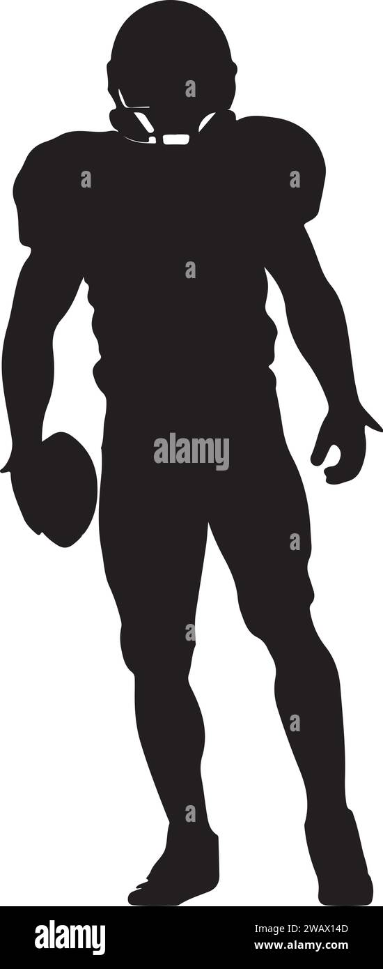 Solid Black Silhouette Of A American Football Player Stock Vector Image ...