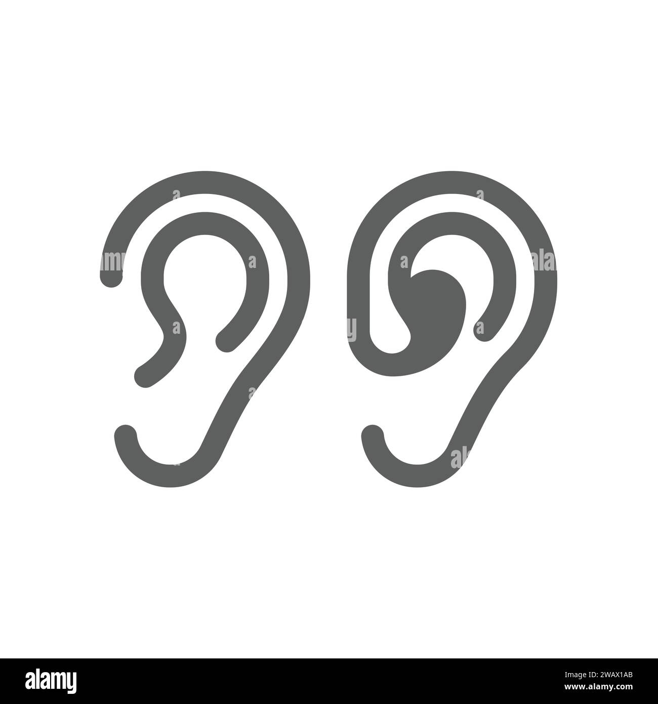 Human ear and hearing aid vector icons. Deafness and hearing loss icon ...