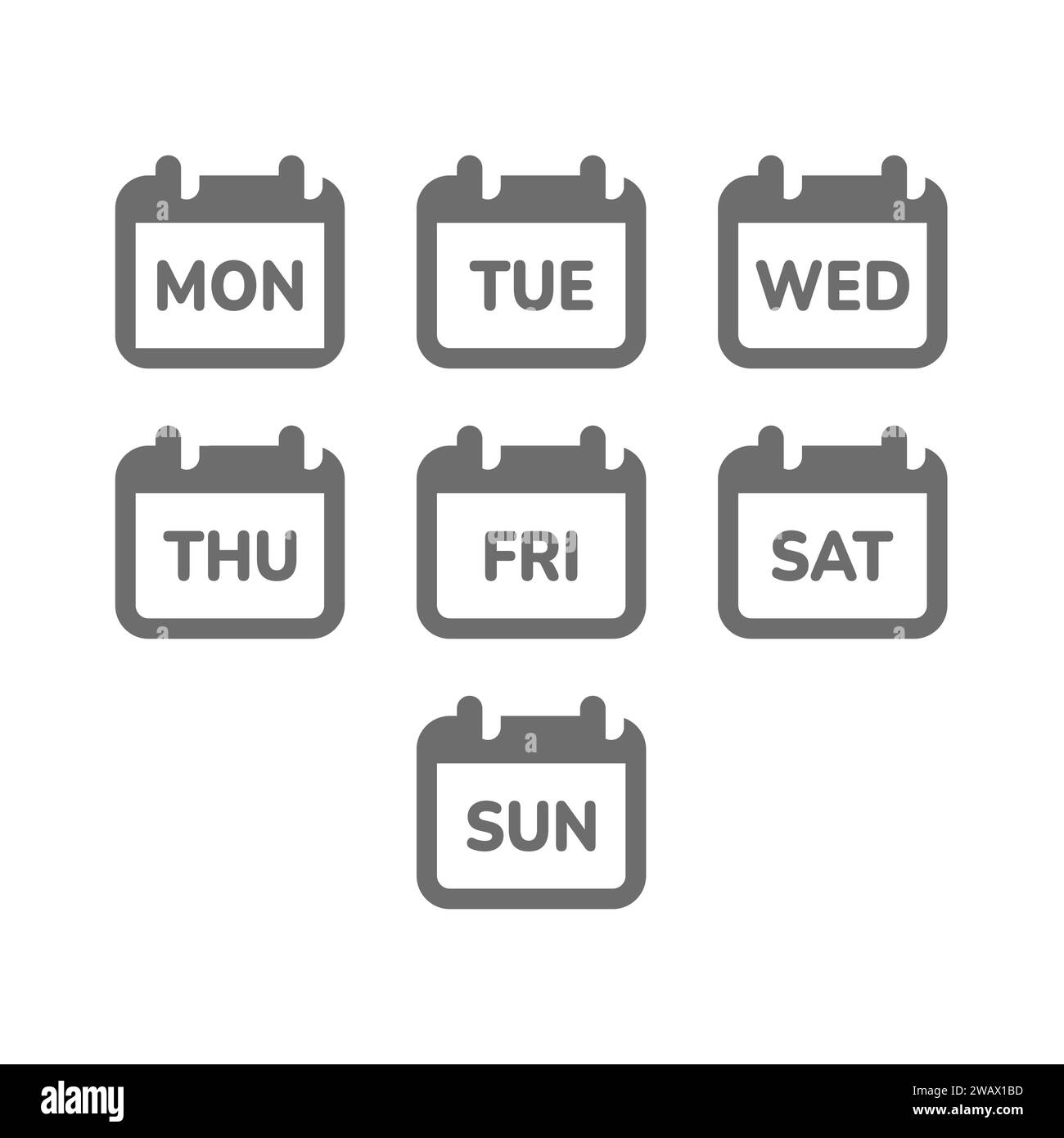 Calendar With Week Days Icon Set Monday Tuesday Vector Icons Stock Vector Image And Art Alamy