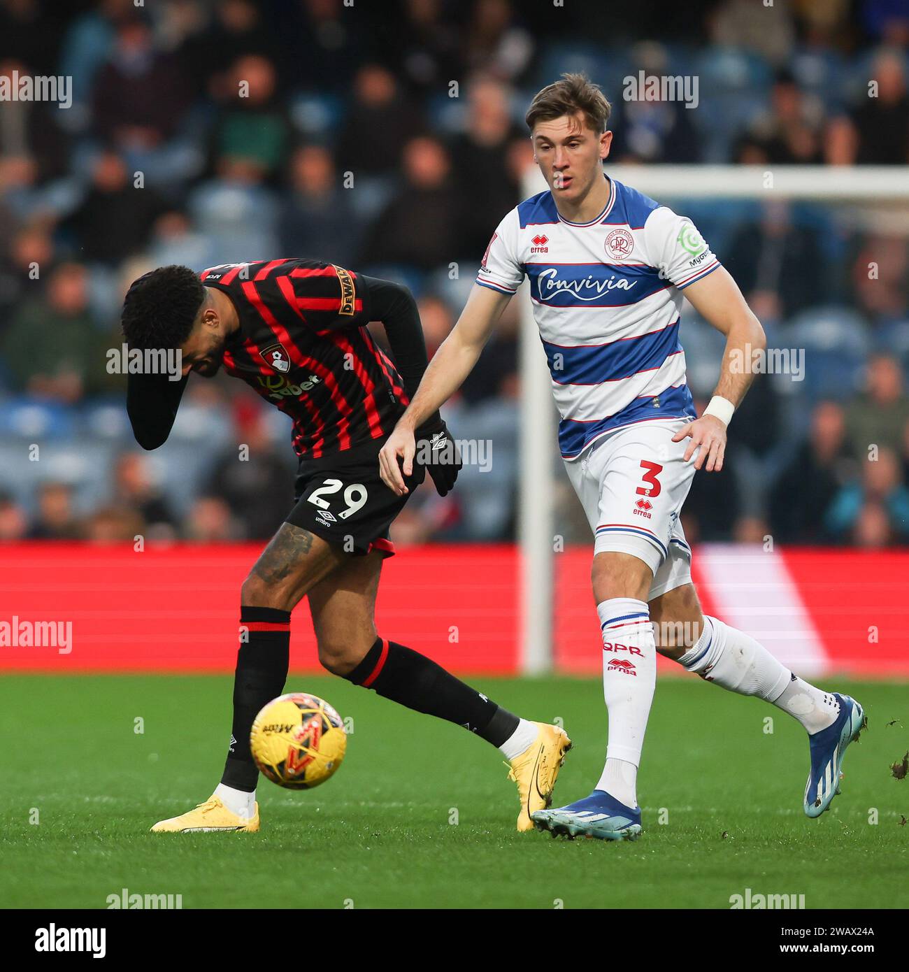 London, UK. 07th Jan, 2024. Jimmy Dunne of QPR beats Philip Billing of ...