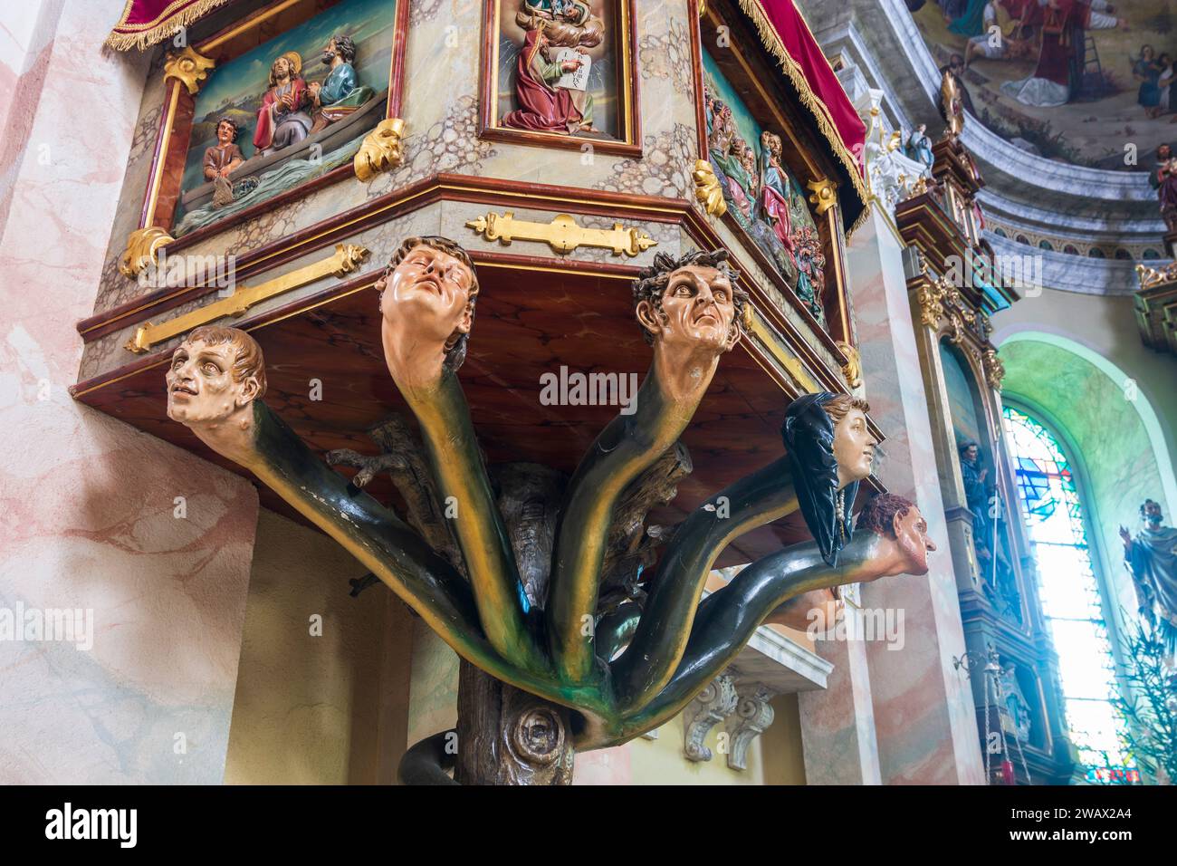 Seven deadly sins pulpit in church reichenthal in muhlviertel hi-res ...