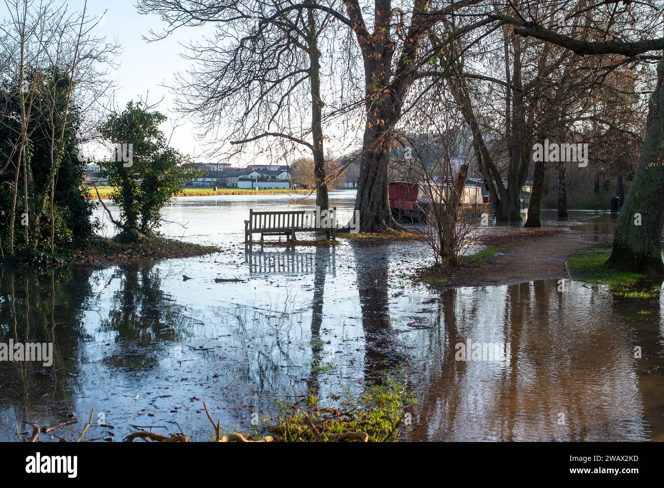 Windsor, UK. 7th January, 2024. Most of Baths Island next to the River ...