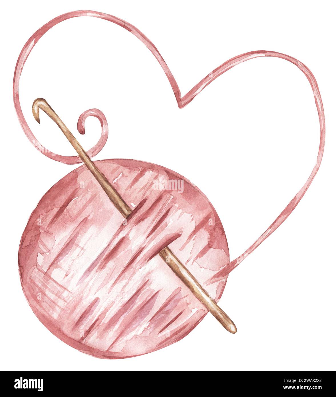 Hand-drawn watercolor yarn ball elements clipart. crafts and Yarn ...