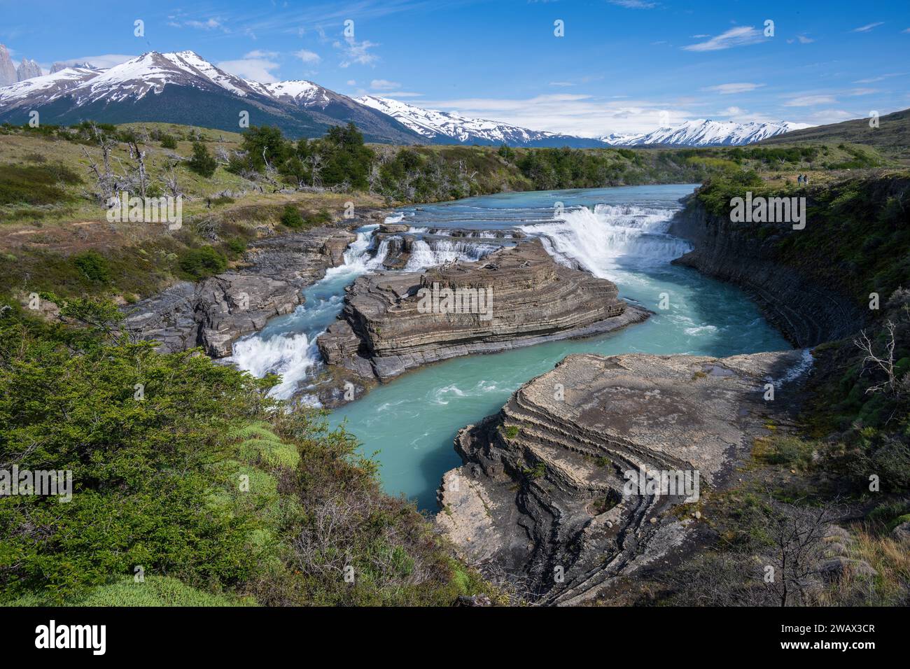 Rio Paine Cascade in Torres del Paine National Park, Chile Stock Photo ...