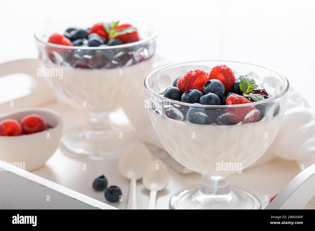 Sweet and traditional Panna Cotta made of sugar and cream. Panna Cotta ...