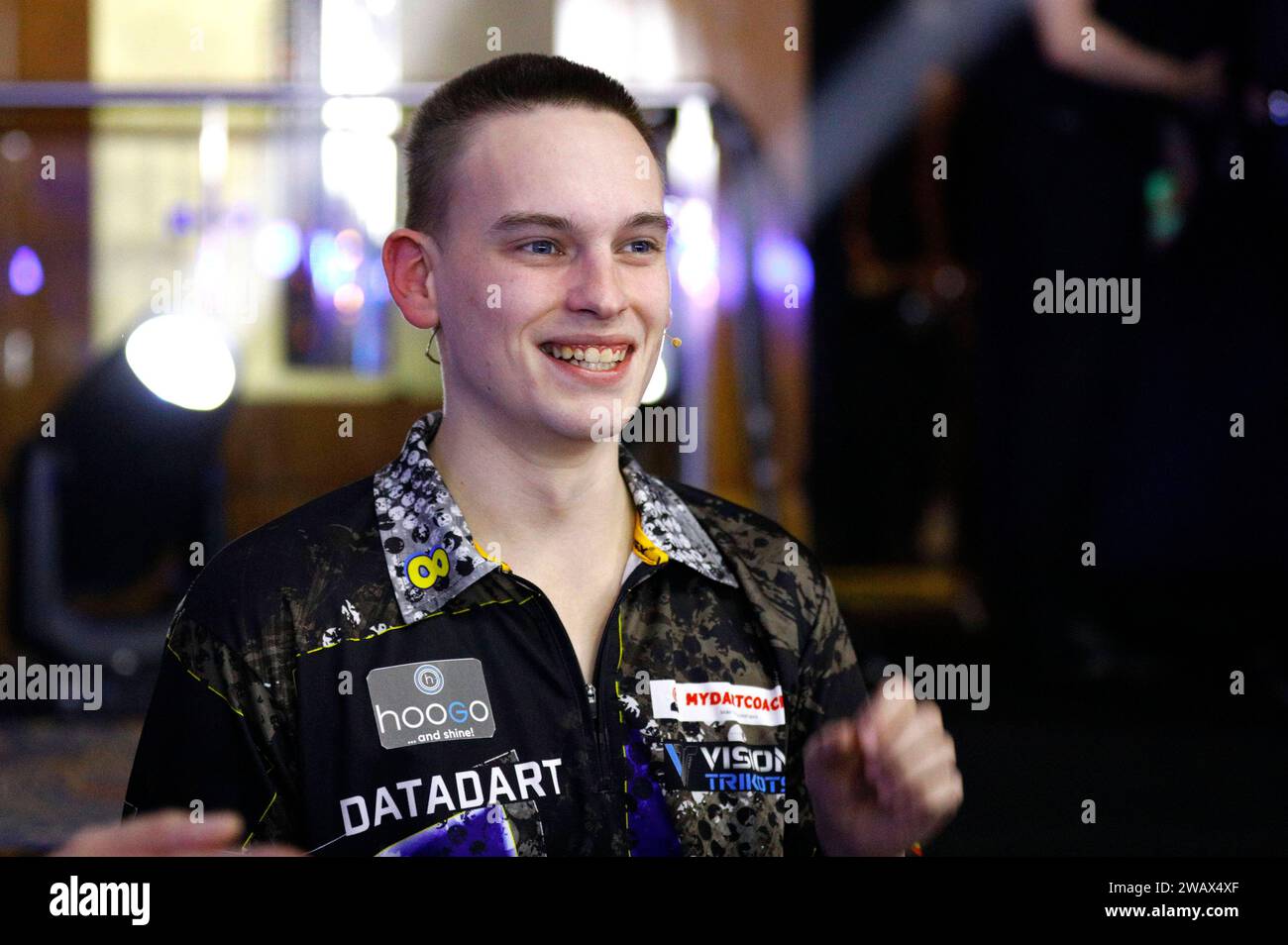 Ricardo Pikachu Pietreczko bei der Promi-Darts-WM 2024 im Maritim Hotel ...
