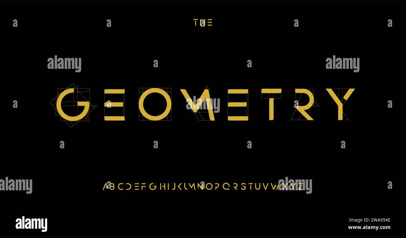 Geometric Futuristic Innovative alphabet, sparse sans serif letters ...
