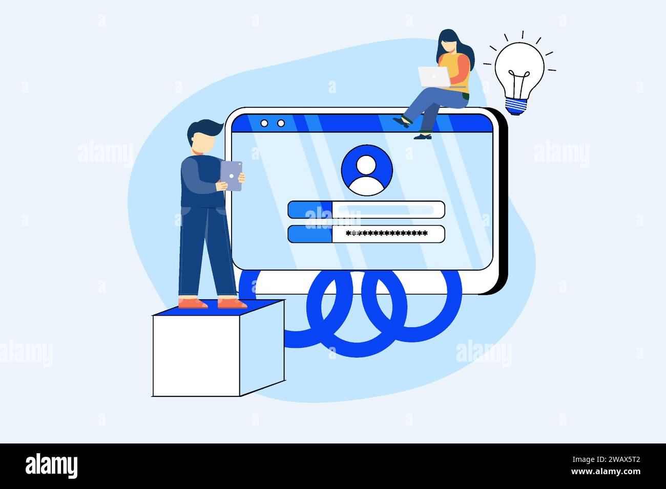 Sign in page flat design concept vector illustration icon. account ...