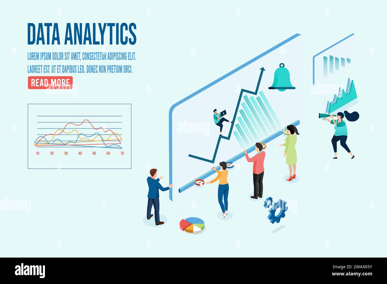 Modern 3d isometric design concept of Data Analysis with business ... Modern 3d isometric design concept of Data Analysis with business ...