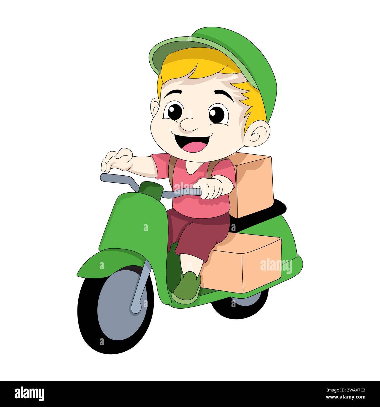 vector design illustration art, delivery boy to your house carrying ...