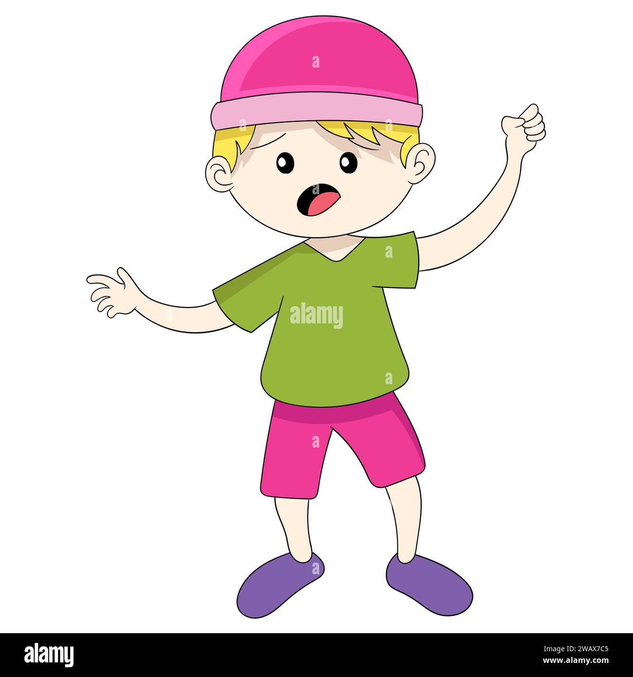 vector design illustration art, sad face boy is dancing alone Stock ...