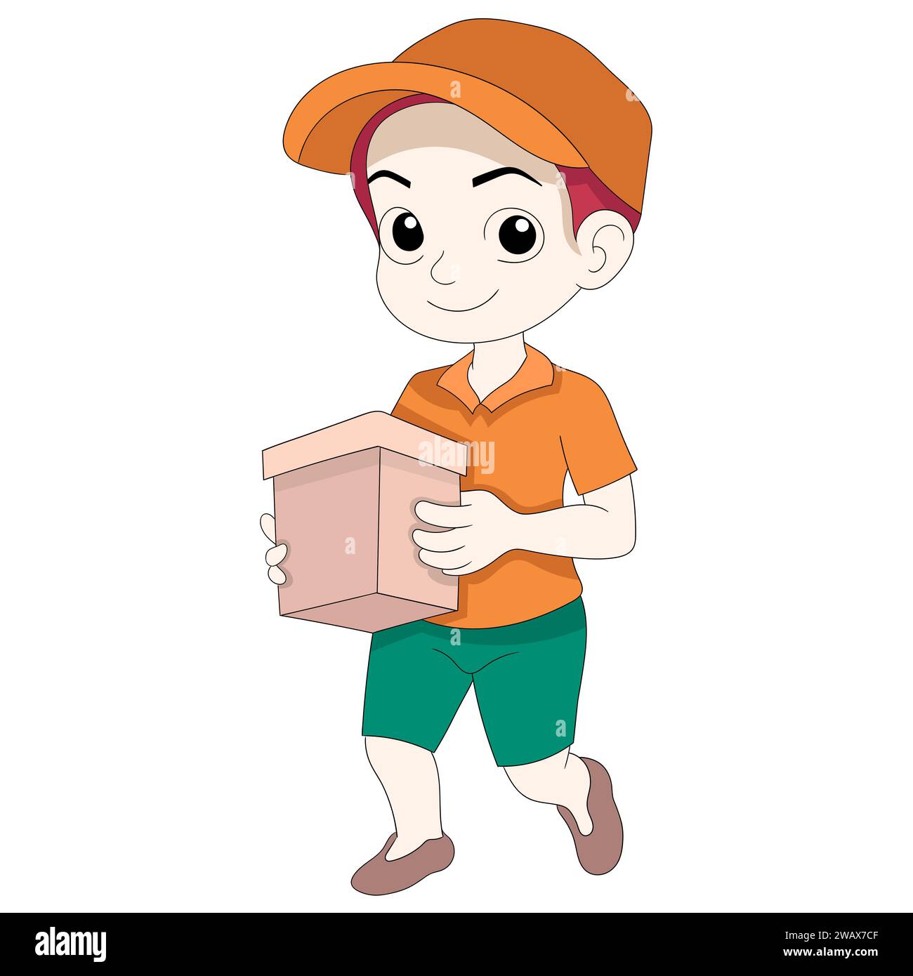 vector design illustration art, Couriers walking carrying boxes make ...