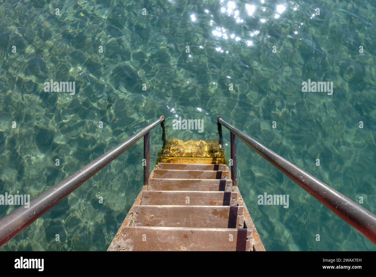 Wooden pier stairs sea hi-res stock photography and images - Alamy