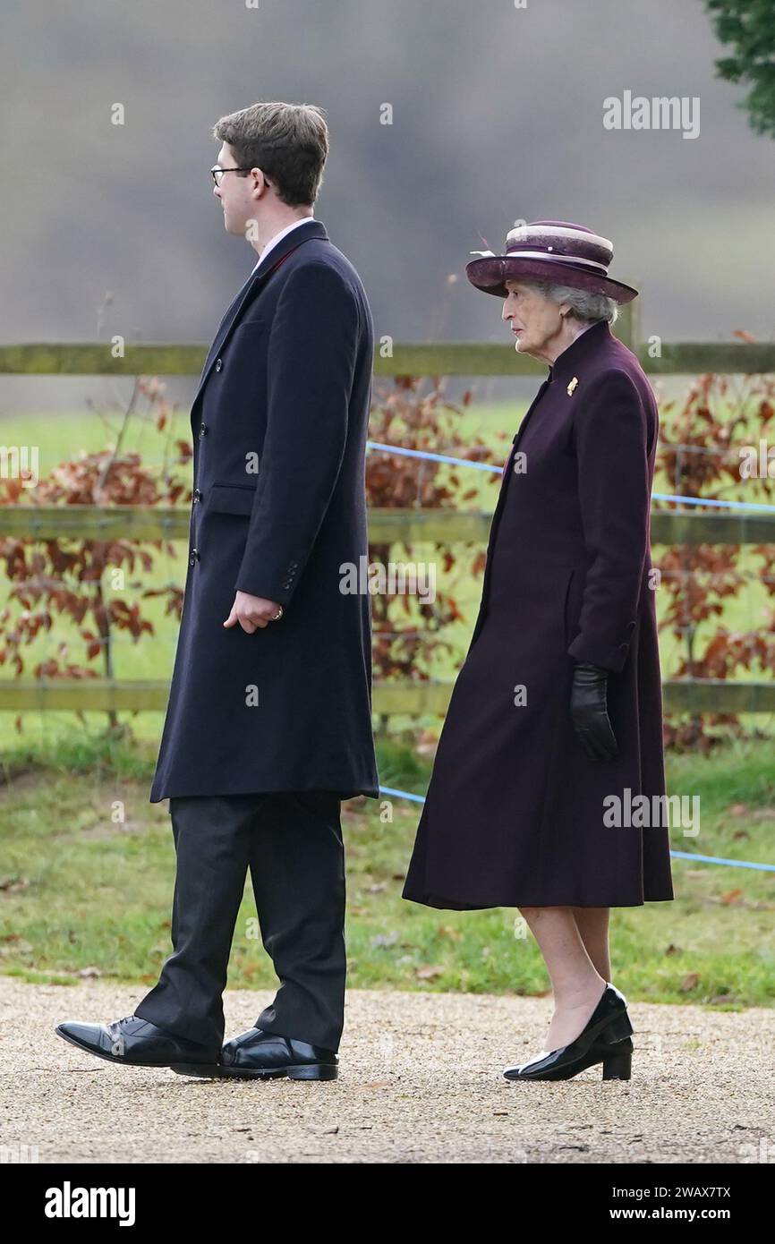 Lady Susan Hussey (right) leaves after leaves after attending a Sunday ...