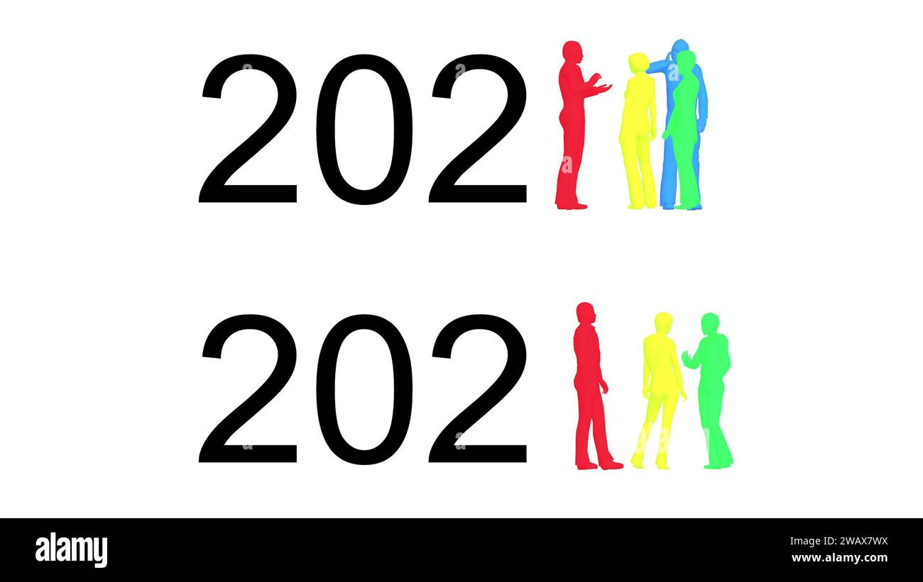 2024 people stand and speak each other 3d render Stock Photo - Alamy