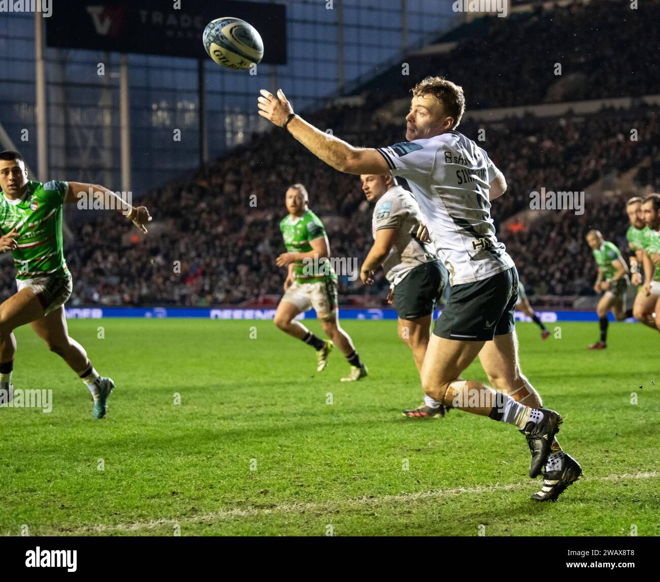 Saracens Gareth Simpson in action during the Leicester Tigers vs ...