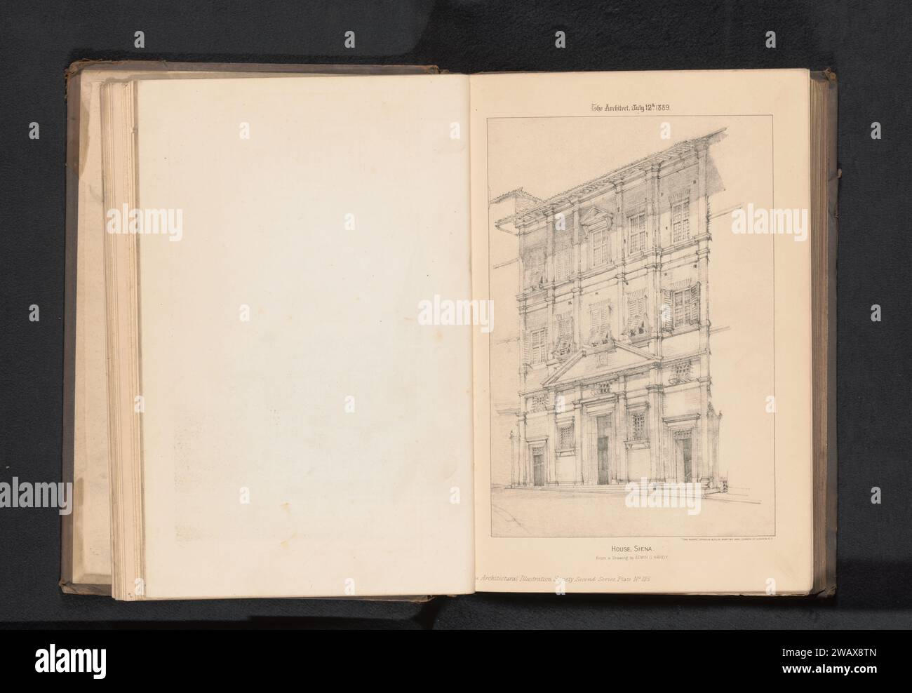 Reproduction of a drawing of a house in Siena by Edwin G. Hardy ...