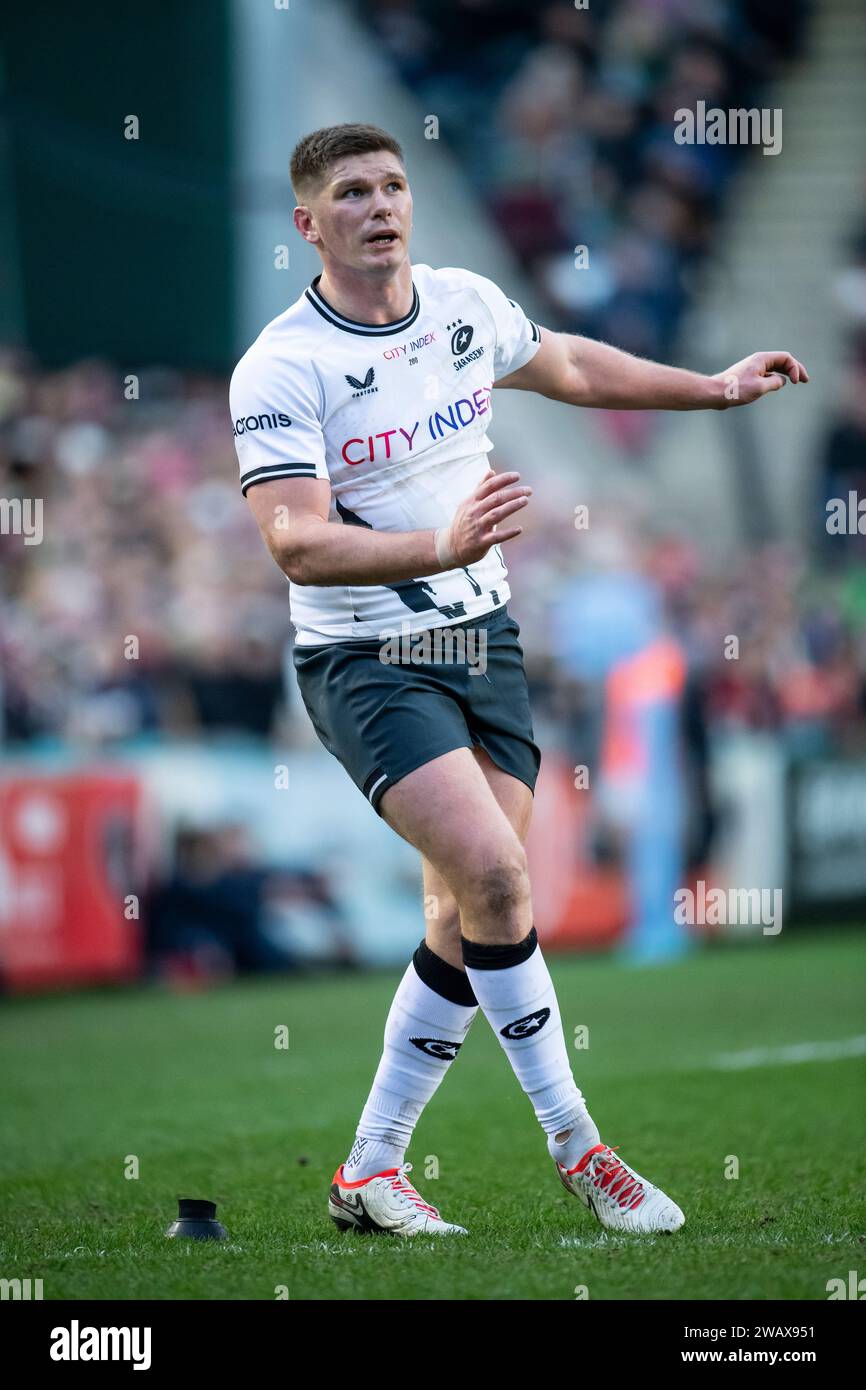 Saracens Owen Farrell in action during the Leicester Tigers vs Saracens ...