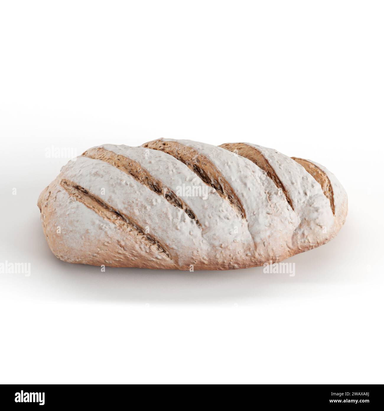 A 3D rendering of a loaf of bread on a white background Stock Photo - Alamy