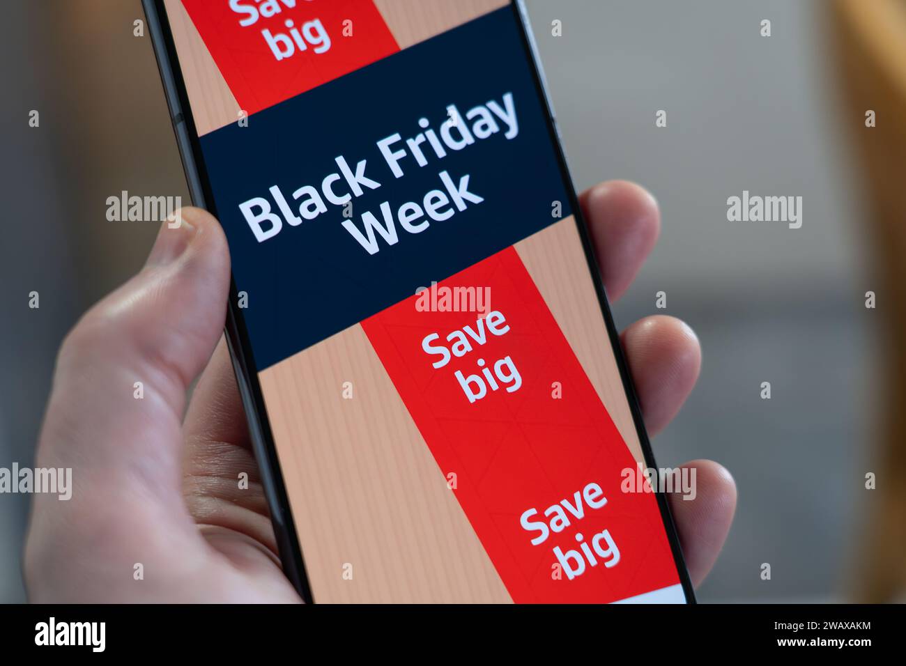 Black Friday Week with big savings advertising banner and page from the ...
