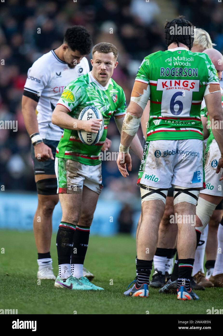 Leicester Tigers Tom Whiteley in action during the Leicester Tigers vs ...