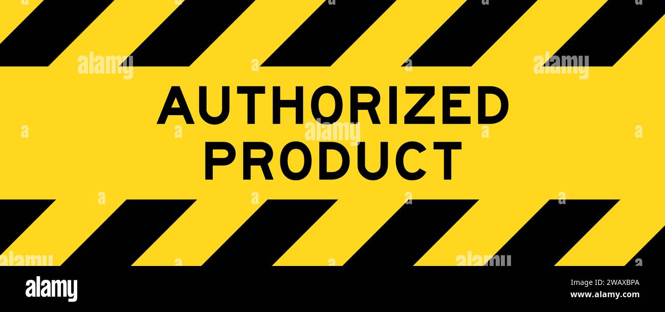 Yellow and black color with line striped label banner with word ...
