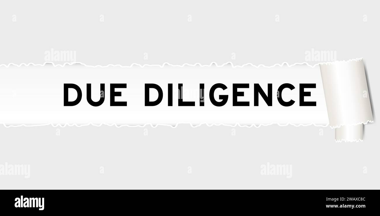 Ripped gray paper background that have word due diligence under torn ...