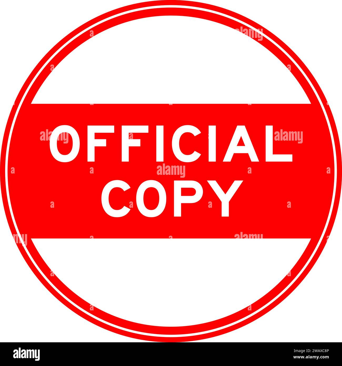 Red color round seal sticker in word official copy on white background ...