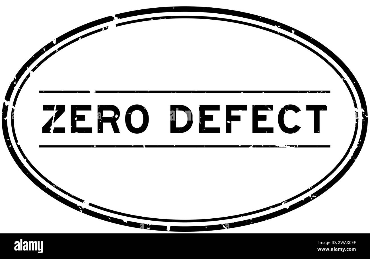 Grunge black zero defect word oval rubber seal stamp on white ...
