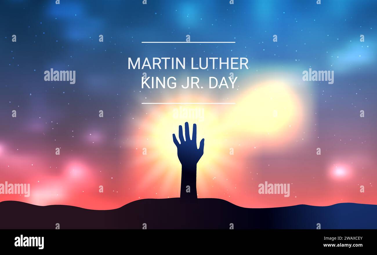 Martin Luther King Jr. Day black man and USA flag MLK banner horizontal ...