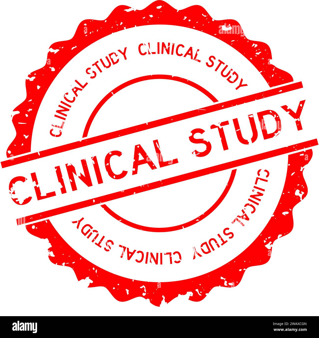 Grunge red clinical study word round rubber seal stamp on white ...