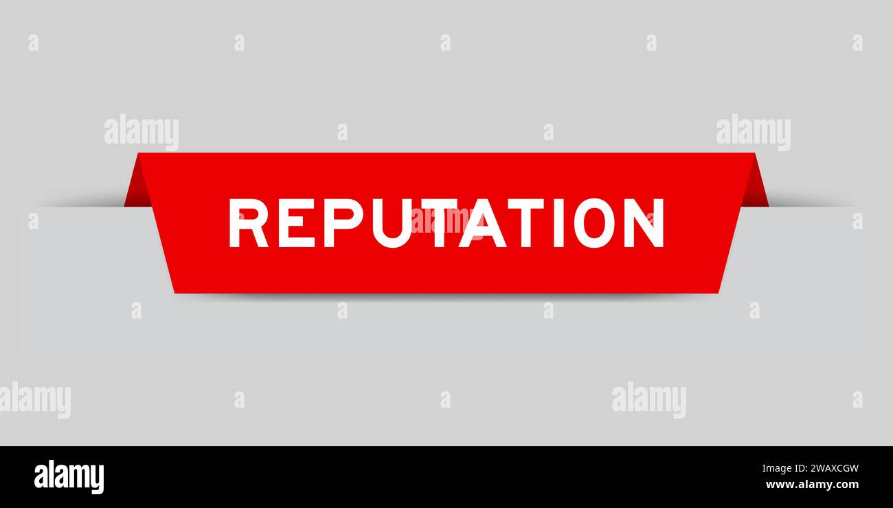 Red color inserted label with word reputation on gray background Stock ...
