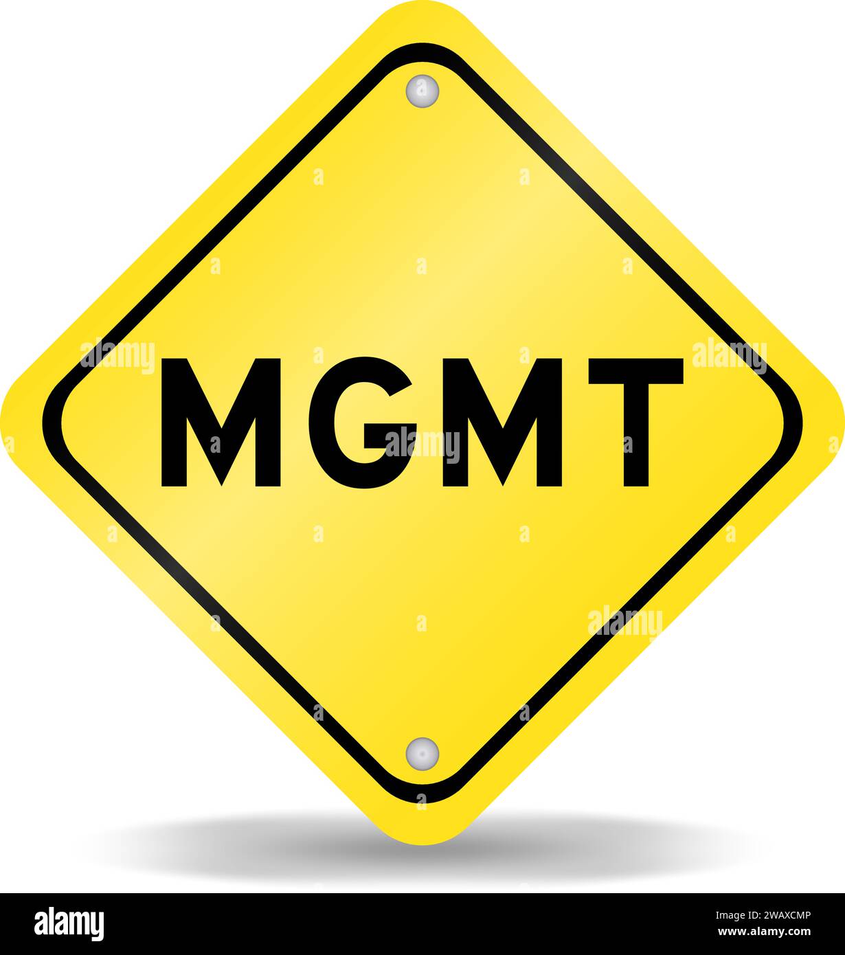 Yellow color transportation sign with word MGMT (abbreviation of ...