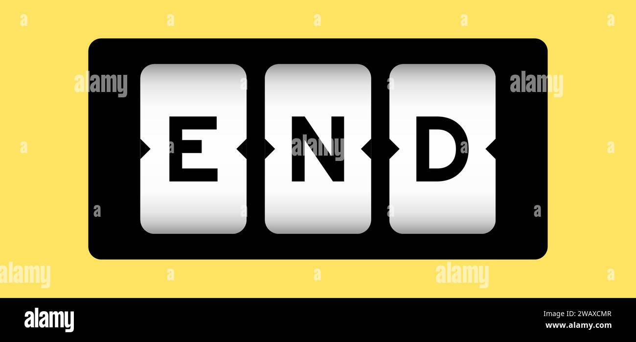 Black color in word end on slot banner with yellow color background ...