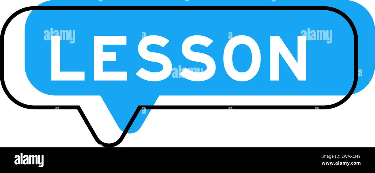 Speech banner and blue shade with word lesson on white background Stock ...