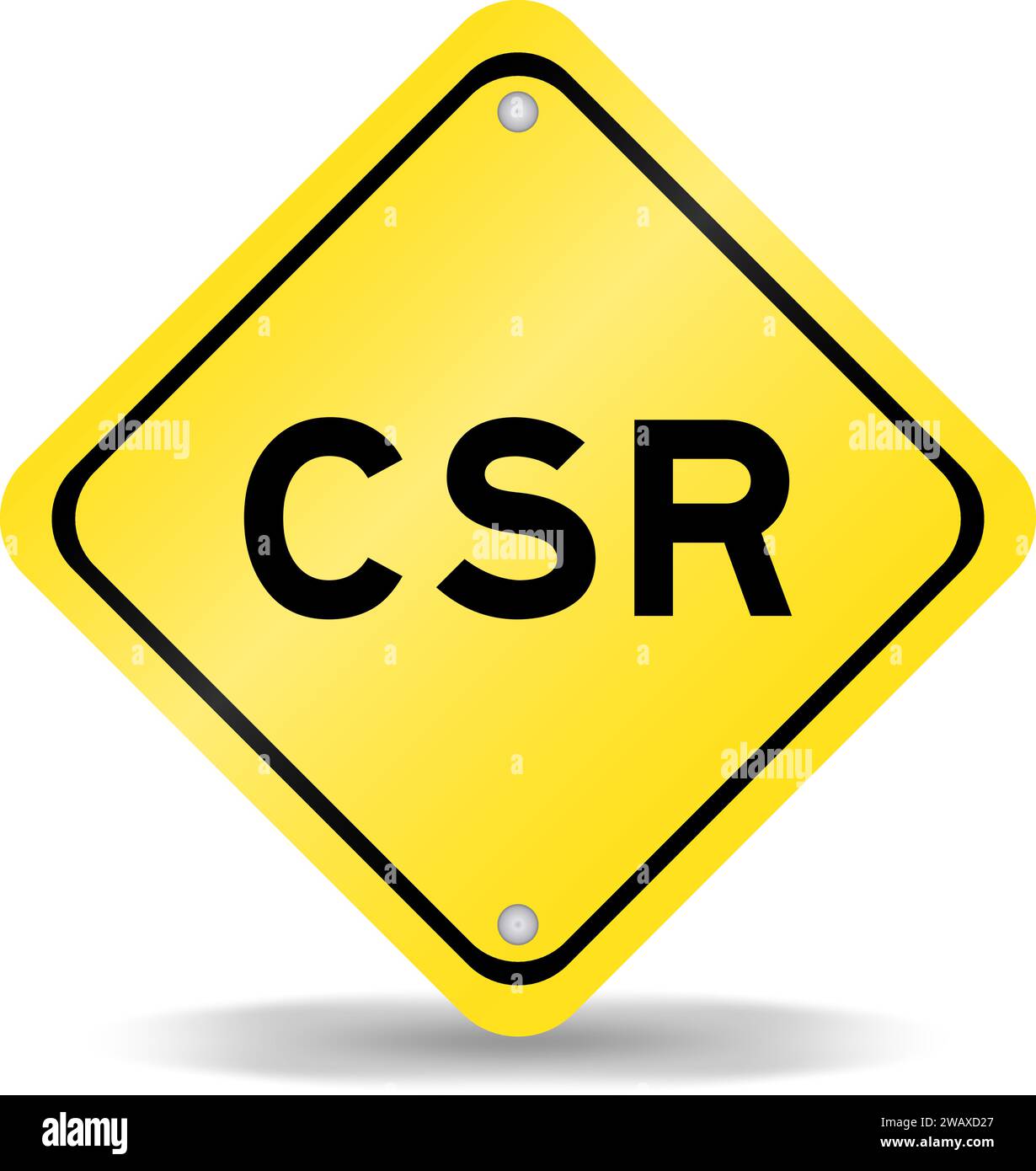 Yellow color transportation sign with word CSR (Abbreviation of ...
