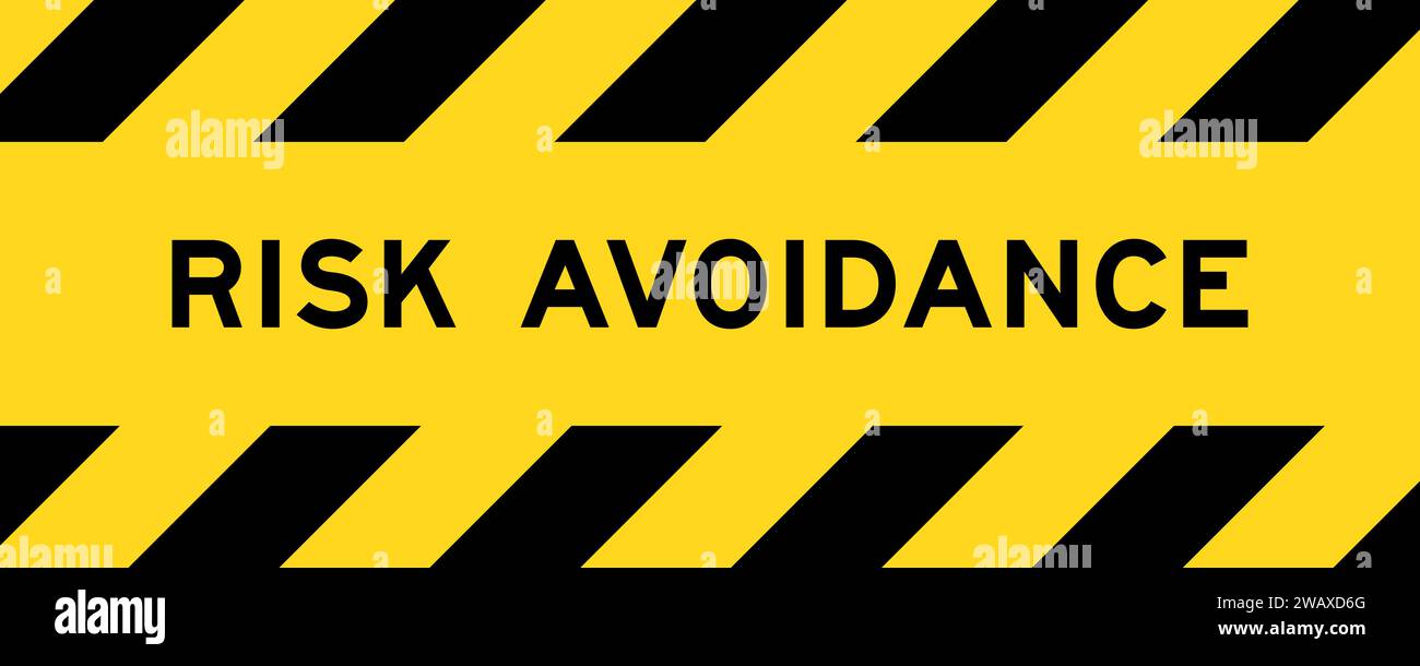 Yellow and black color with line striped label banner with word risk ...